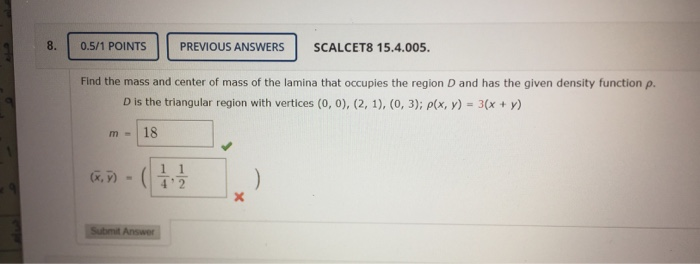 Solved 0.5/1 POINTS PREVIOUS ANSWERS SCALCET8 15.4.005. Find | Chegg.com