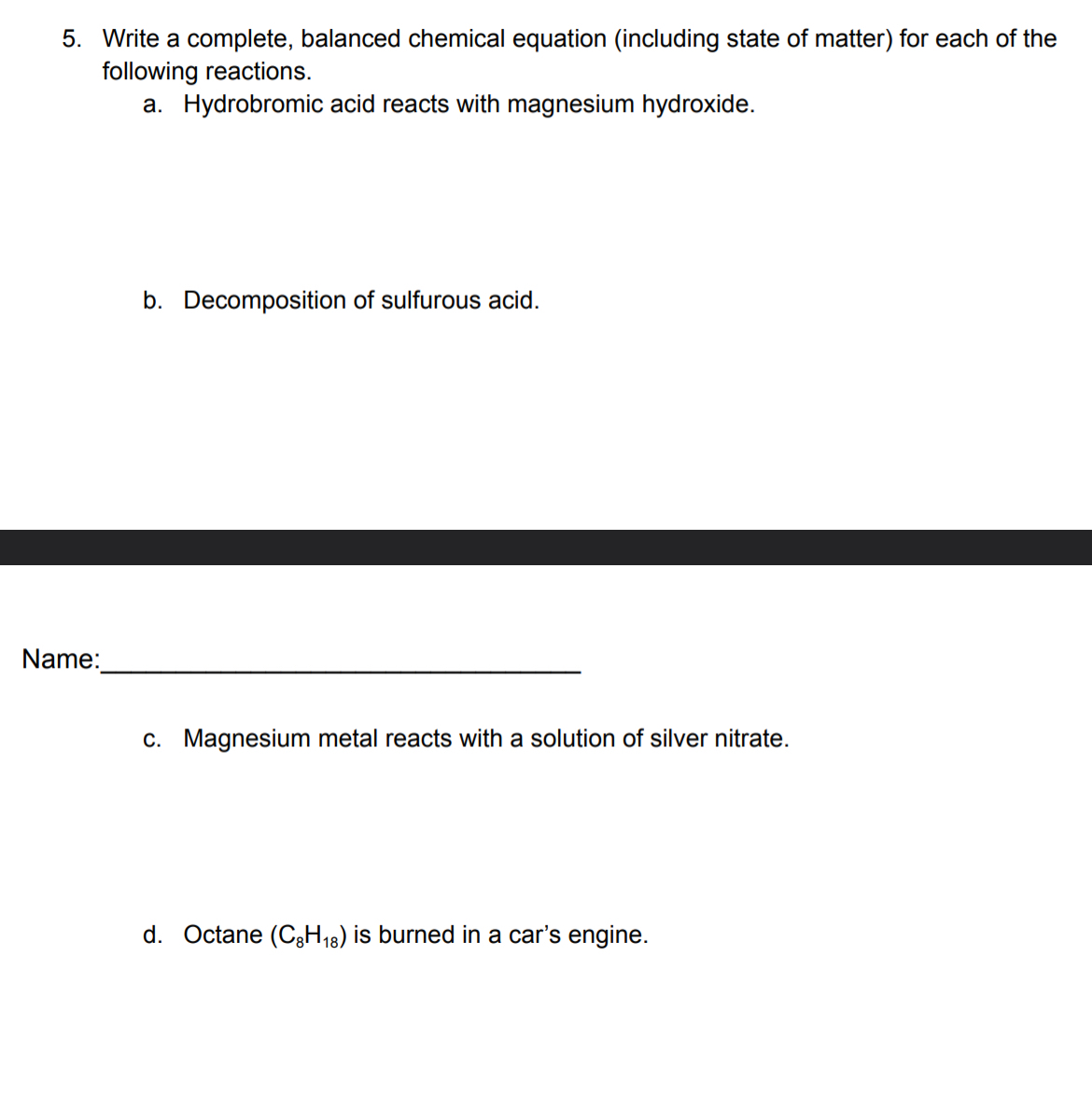 Solved Write A Complete Balanced Chemical Equation