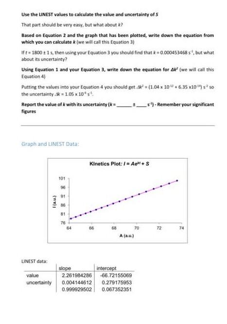 Use the LINEST values to calculate the value and | Chegg.com