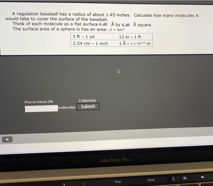 Solved A regulation baseball has a radius of about 1.45 | Chegg.com