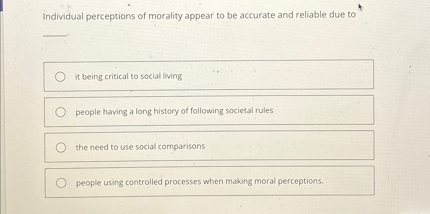 Solved Individual perceptions of morality appear to be | Chegg.com