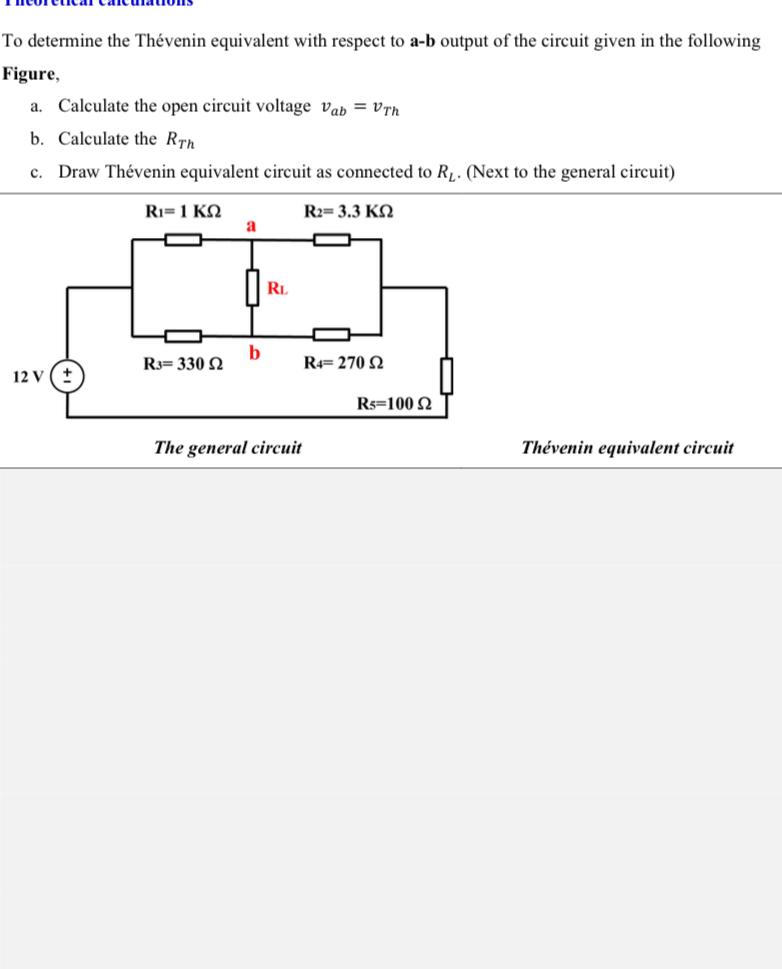 Solved To determine the Thévenin equivalent with respect to | Chegg.com