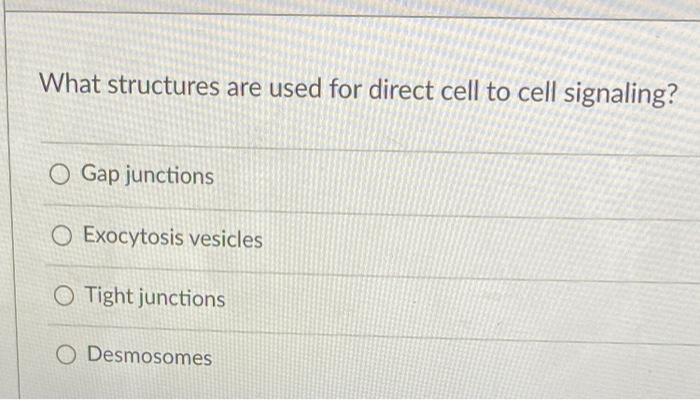 Solved What structures are used for direct cell to cell | Chegg.com