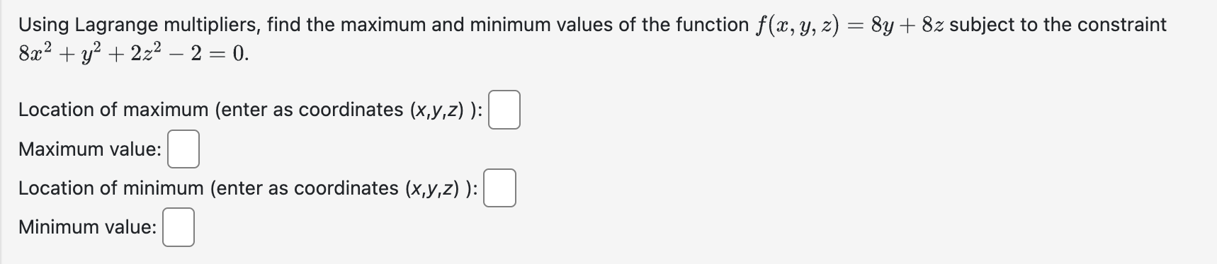 Solved Using Lagrange multipliers, find the maximum and | Chegg.com