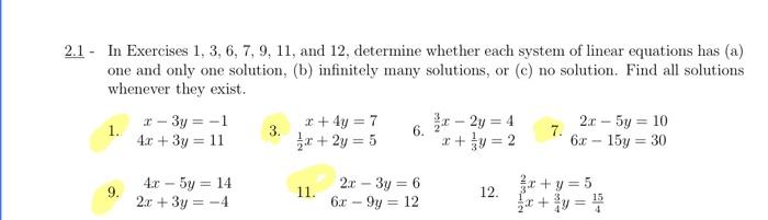 Solved 2.1 In Exercises 1, 3, 6, 7, 9, 11, and 12, determine | Chegg.com