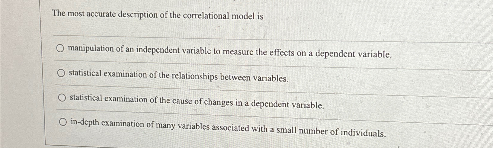 Solved The most accurate description of the correlational | Chegg.com
