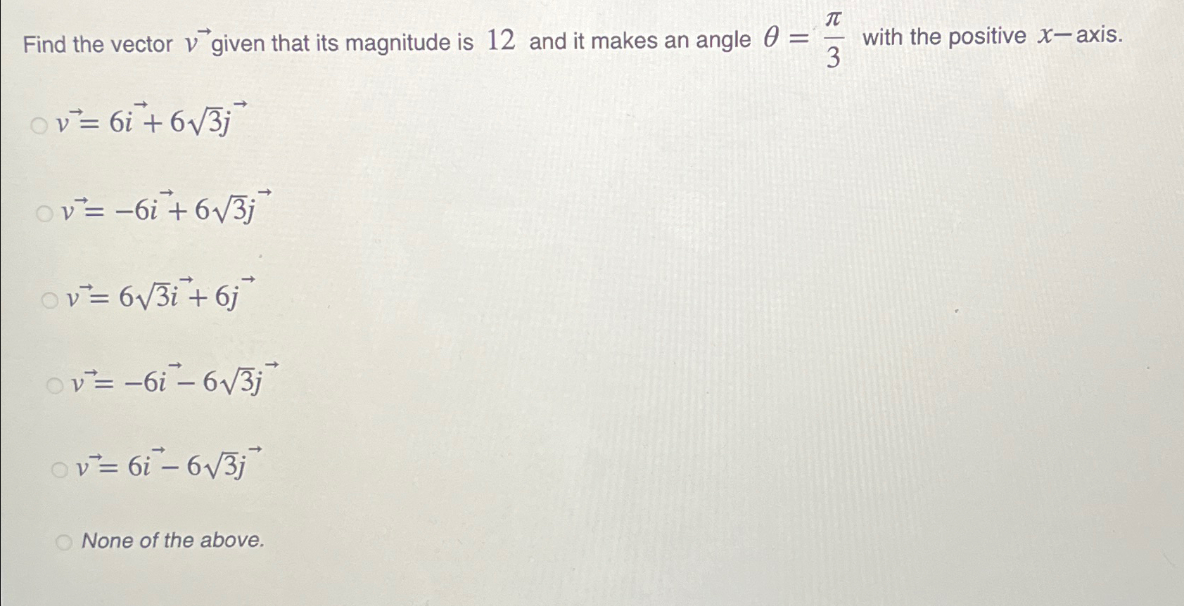 Solved Find the vector vec(v) ﻿given that its magnitude is | Chegg.com