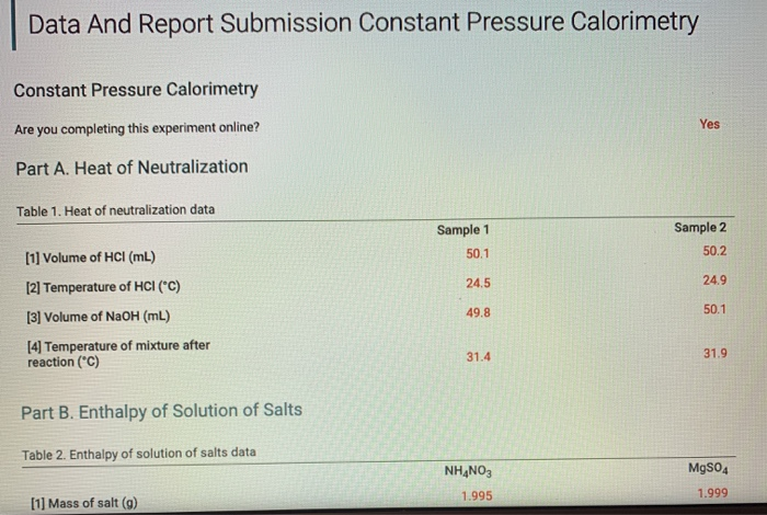 Data And Report Submission Constant Pressure | Chegg.com