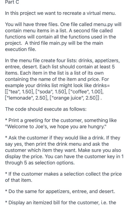 Solved Part C In this project we want to recreate a virtual | Chegg.com