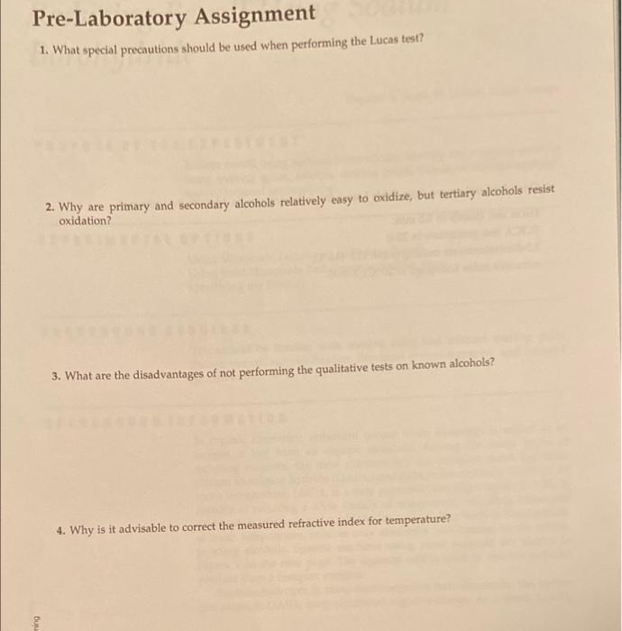 Solved Pre-Laboratory Assignment 1. What special precautions | Chegg.com