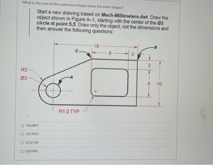 What is the area of the outermost shape minus the | Chegg.com