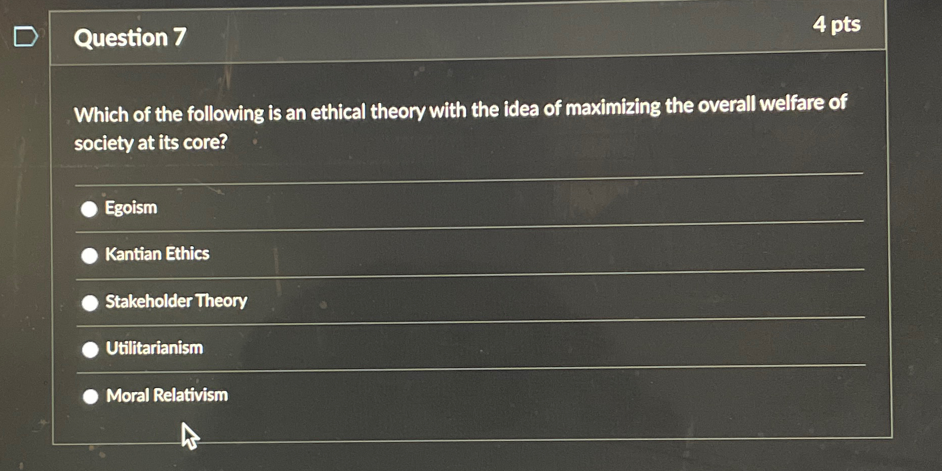 Solved Question 74 ﻿ptsWhich of the following is an ethical | Chegg.com