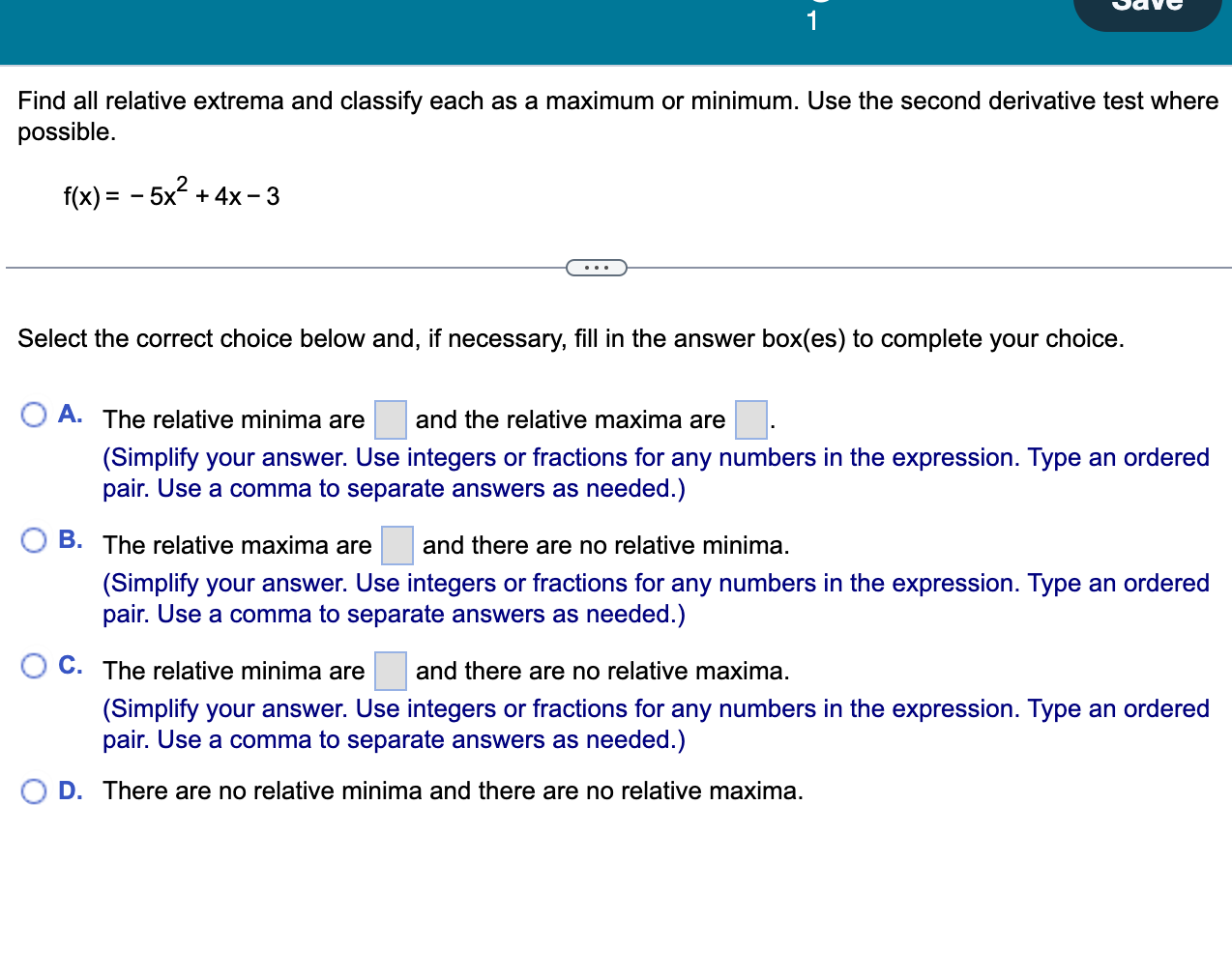 Solved Find all relative extrema and classify each as a | Chegg.com