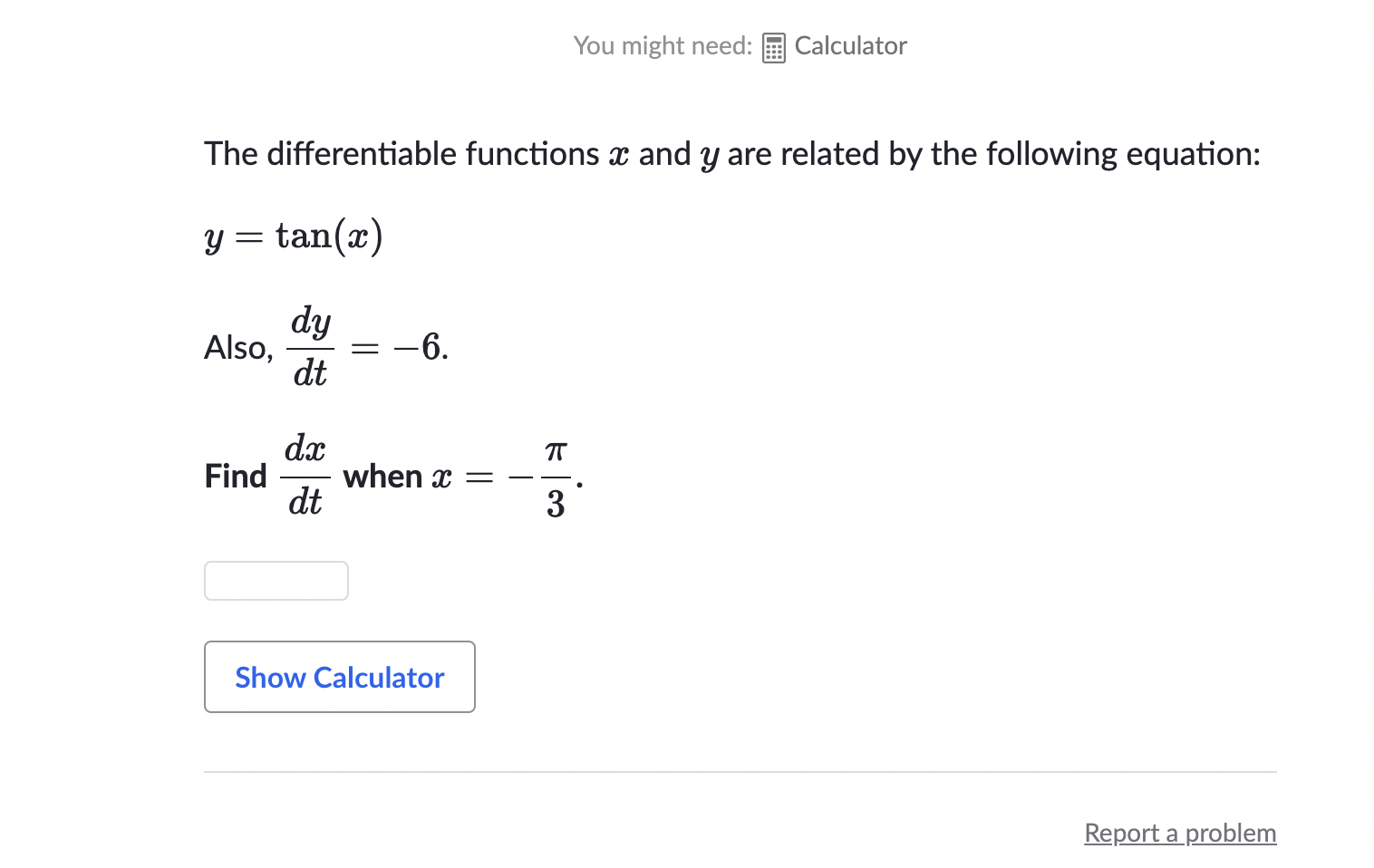 Solved The differentiable functions x ﻿and y ﻿are related by | Chegg.com
