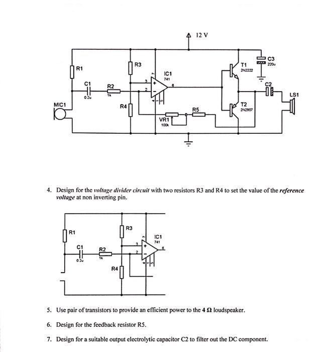 Audio Amplifier Using Op-Amp and Pair of Transistors: | Chegg.com