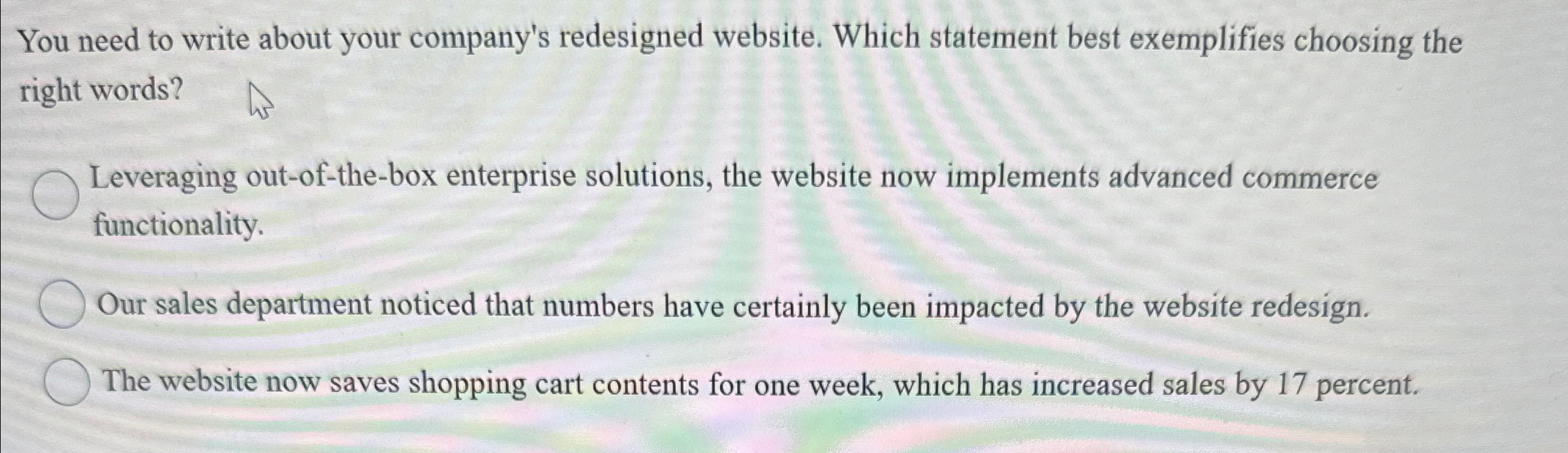 Solved You need to write about your company's redesigned | Chegg.com