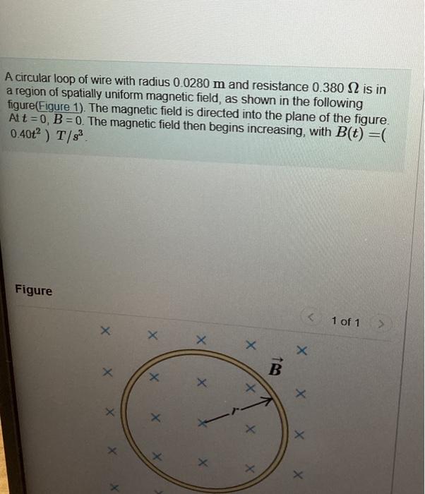 Solved A circular loop of wire with radius 0.0280 m and | Chegg.com