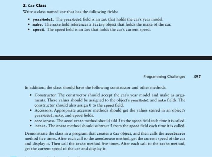 Solved 2. Car Class Write a class named car that has the | Chegg.com