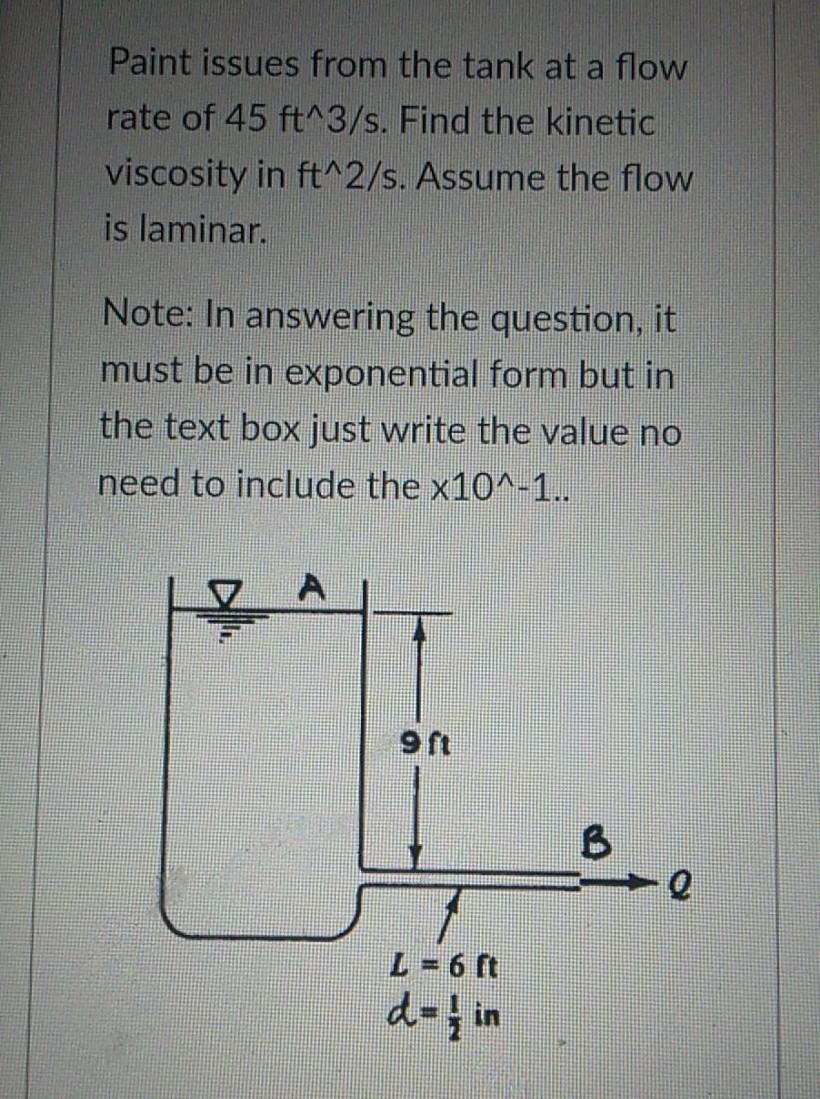Solved Paint issues from the tank at a flow rate of 45 | Chegg.com