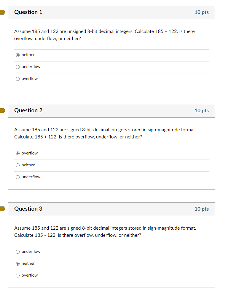 Solved Question 1Assume 185 ﻿and 122 ﻿are unsigned 8-bit | Chegg.com