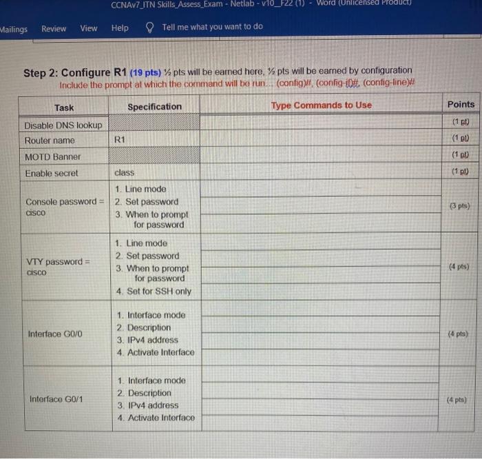 Solved Step 1: Initialize and reload router and switch (2 | Chegg.com