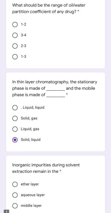 Solved What should be the range of oil/water partition | Chegg.com