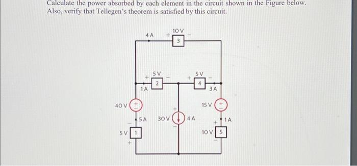 Calculate the power absorbed by each element in the | Chegg.com