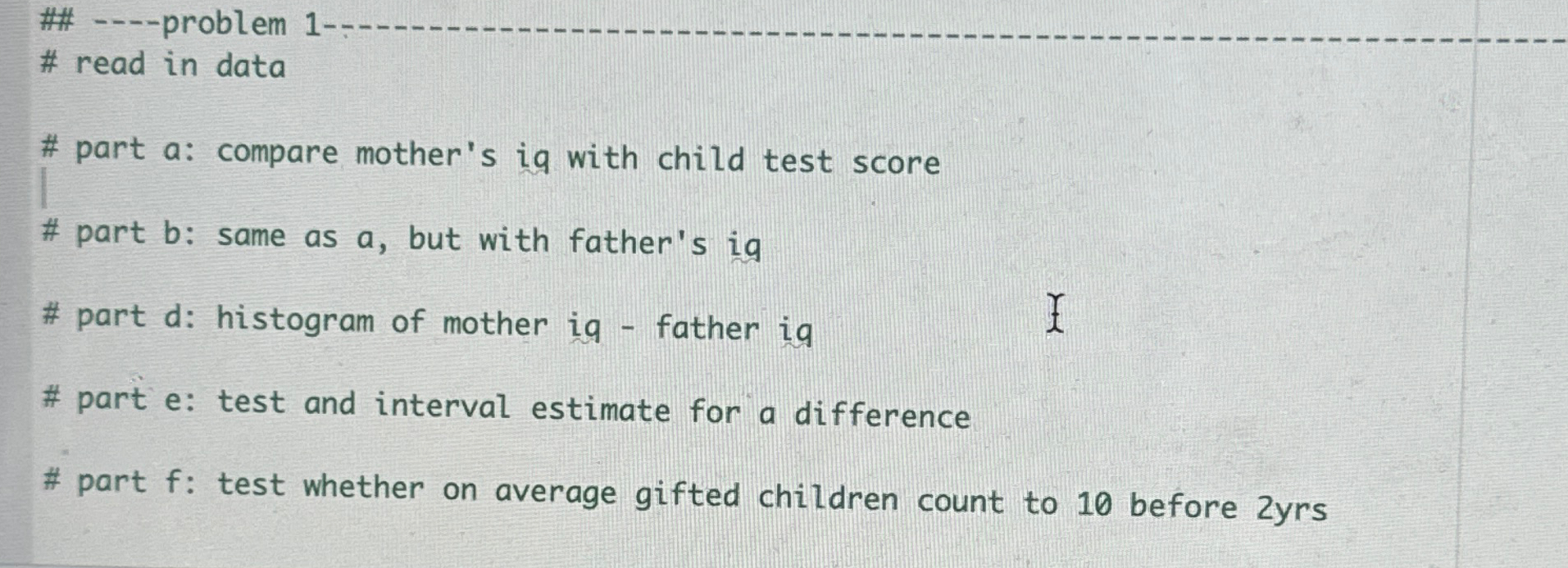 problem 1# read in data# part a: compare | Chegg.com