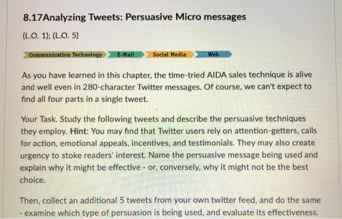 8.17Analyzing Tweets: Persuasive Micro messages (L.O. | Chegg.com