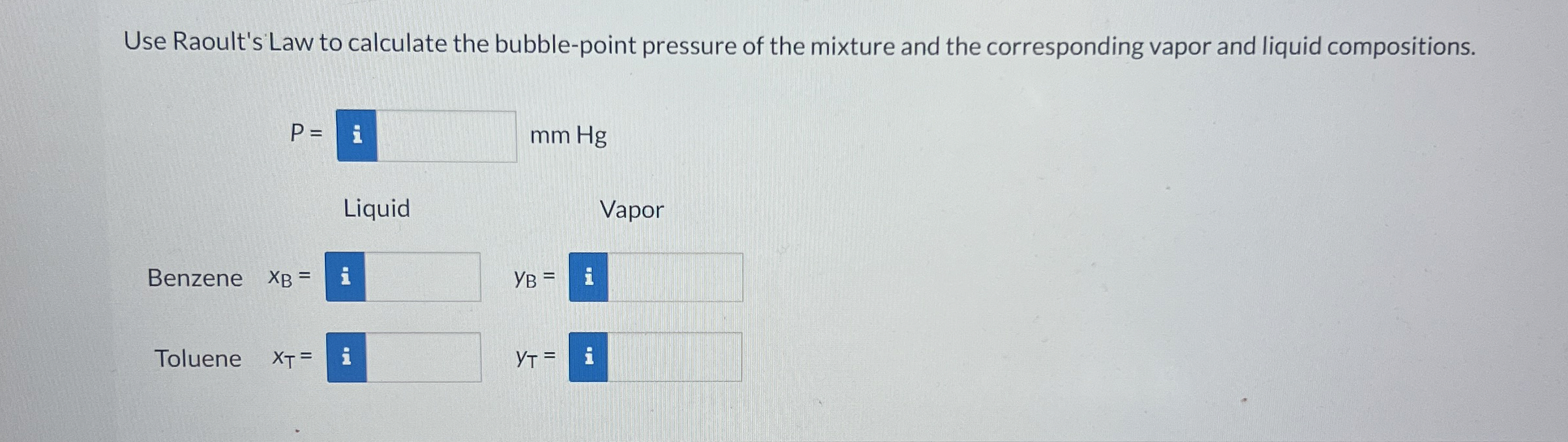 Solved Consider a liquid mixture of benzene and toluene at | Chegg.com