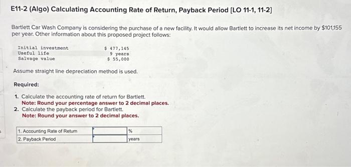 Solved E11-2 (Algo) Calculating Accounting Rate of Return, | Chegg.com