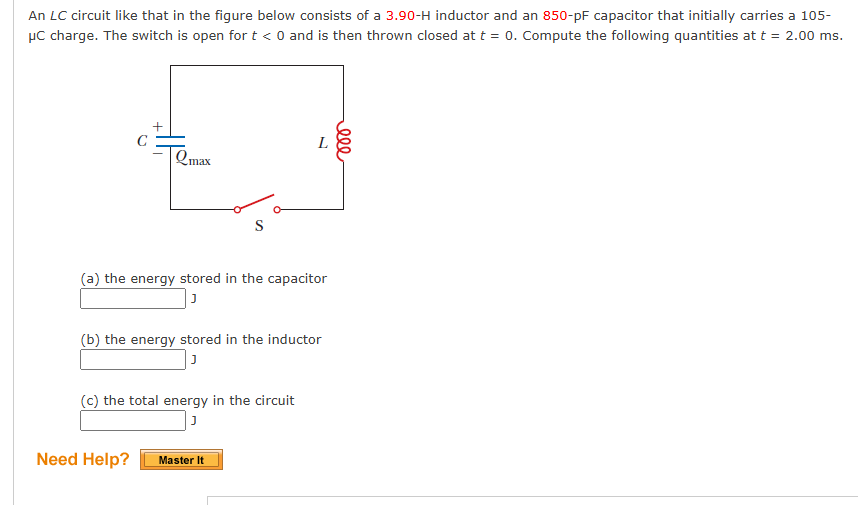 Solved An LC ﻿circuit like that in ﻿the figure below | Chegg.com