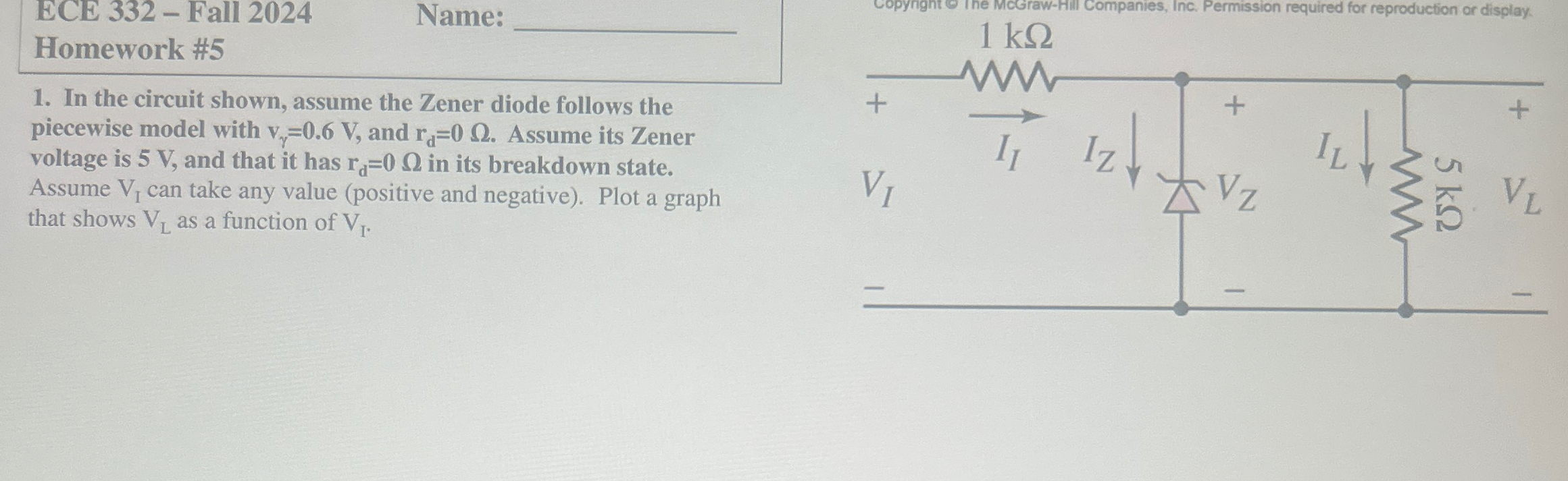 Solved ECE 332 - ﻿Fall 2024Name:q,Homework #5In the circuit | Chegg.com