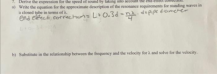 Solved 7. Derive the expression for the speed of sound by | Chegg.com
