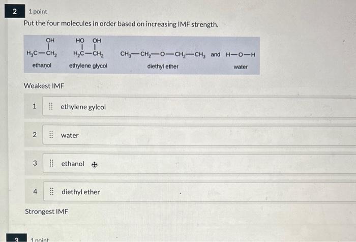 Solved Put the four molecules in order based on increasing | Chegg.com