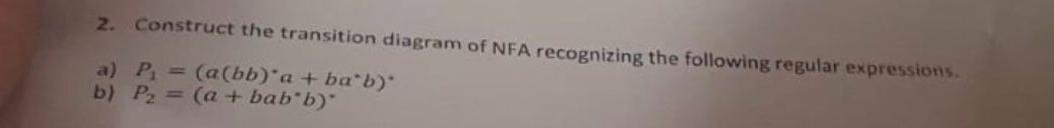 Solved Construct the transition diagram of NFA recognizing | Chegg.com