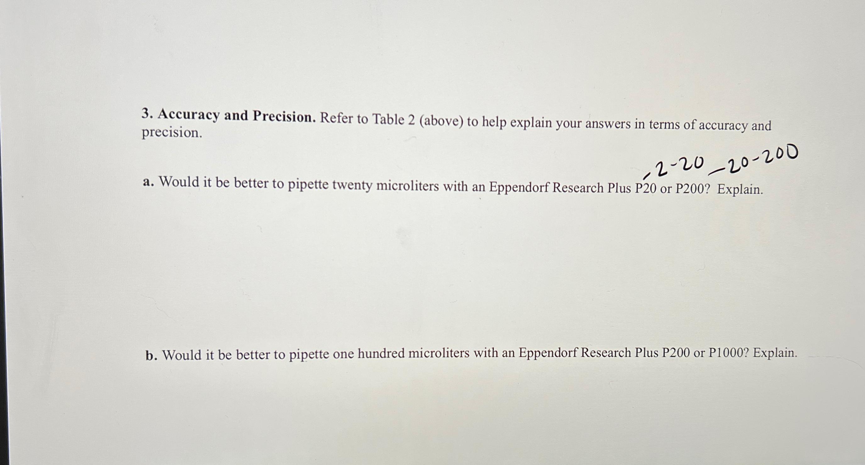 Solved Accuracy and Precision. Refer to Table 2 (above) ﻿to | Chegg.com
