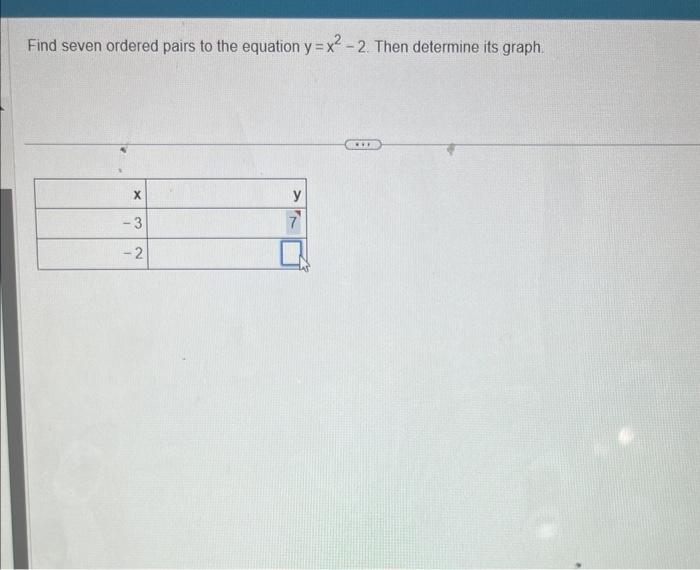 Solved Find seven ordered pairs to the equation y=x2−2. Then | Chegg.com