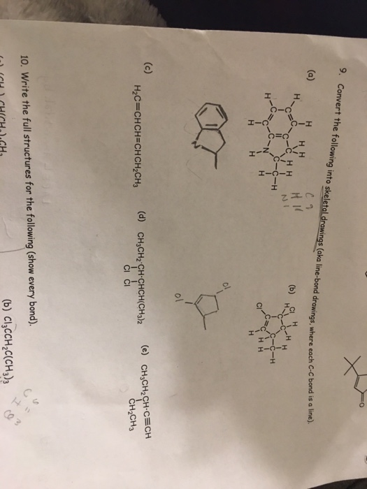 Solved 9. Convert the following into skeletal drawings (aka | Chegg.com