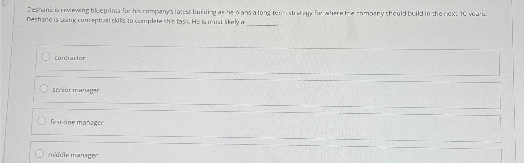 Solved Deshane is reviewing blueprints for his company's | Chegg.com