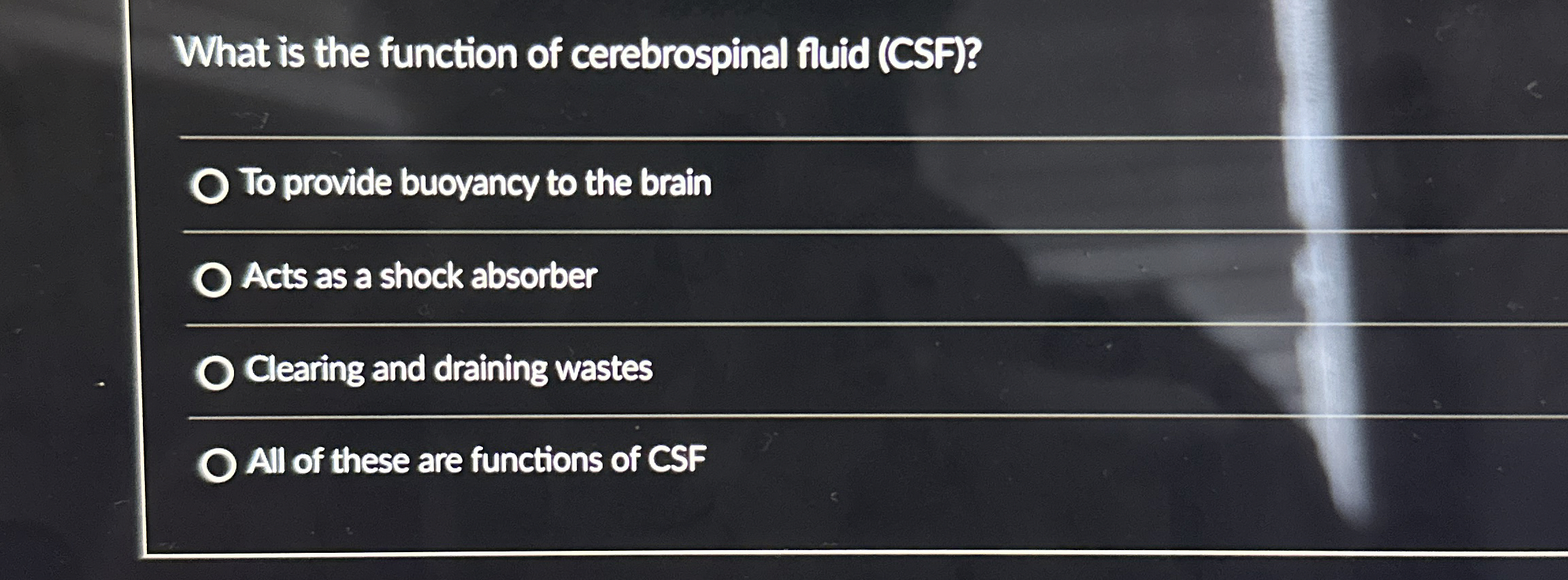 Solved What is the function of cerebrospinal fluid (CSF)?To | Chegg.com