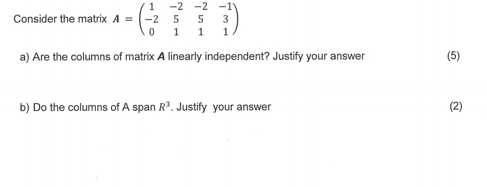 Consider the matrix | Chegg.com
