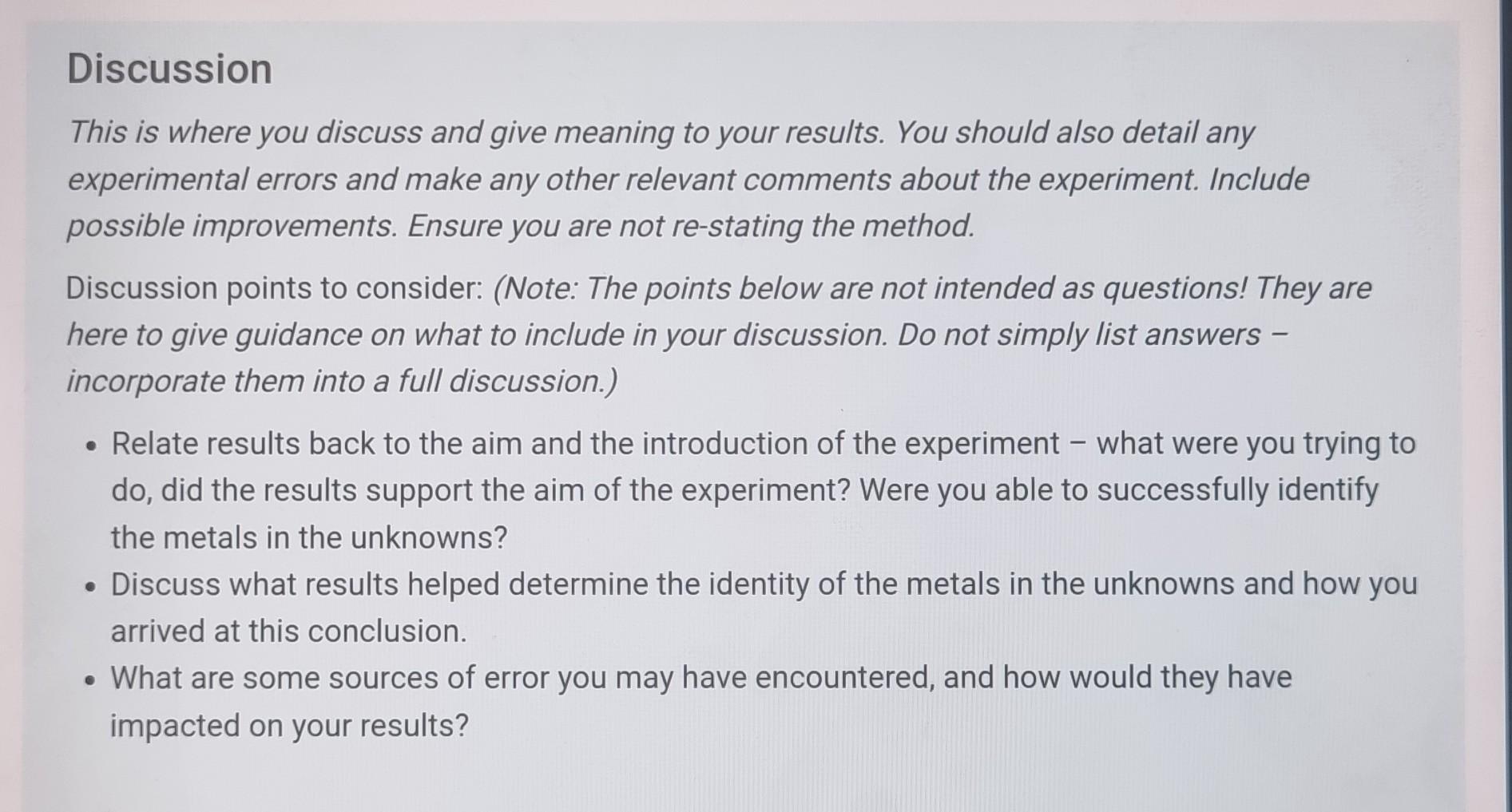 Solved Discussion This is where you discuss and give meaning | Chegg.com
