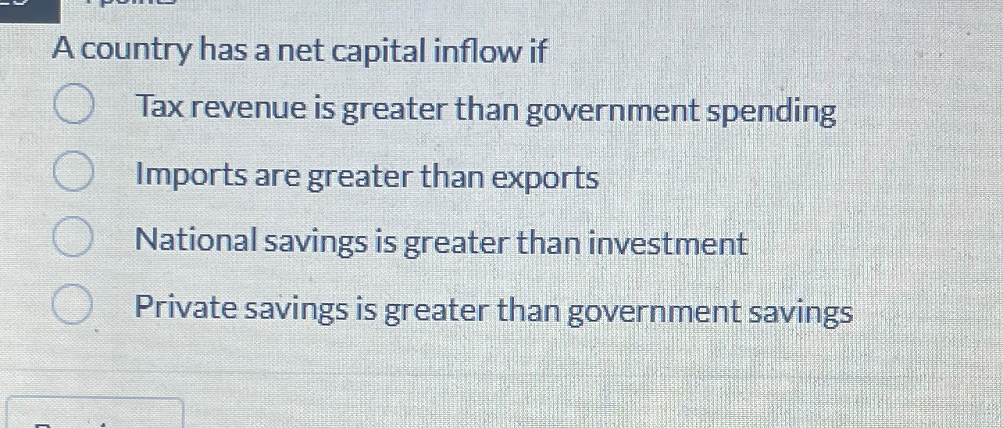 Solved A country has a net capital inflow ifTax revenue is | Chegg.com