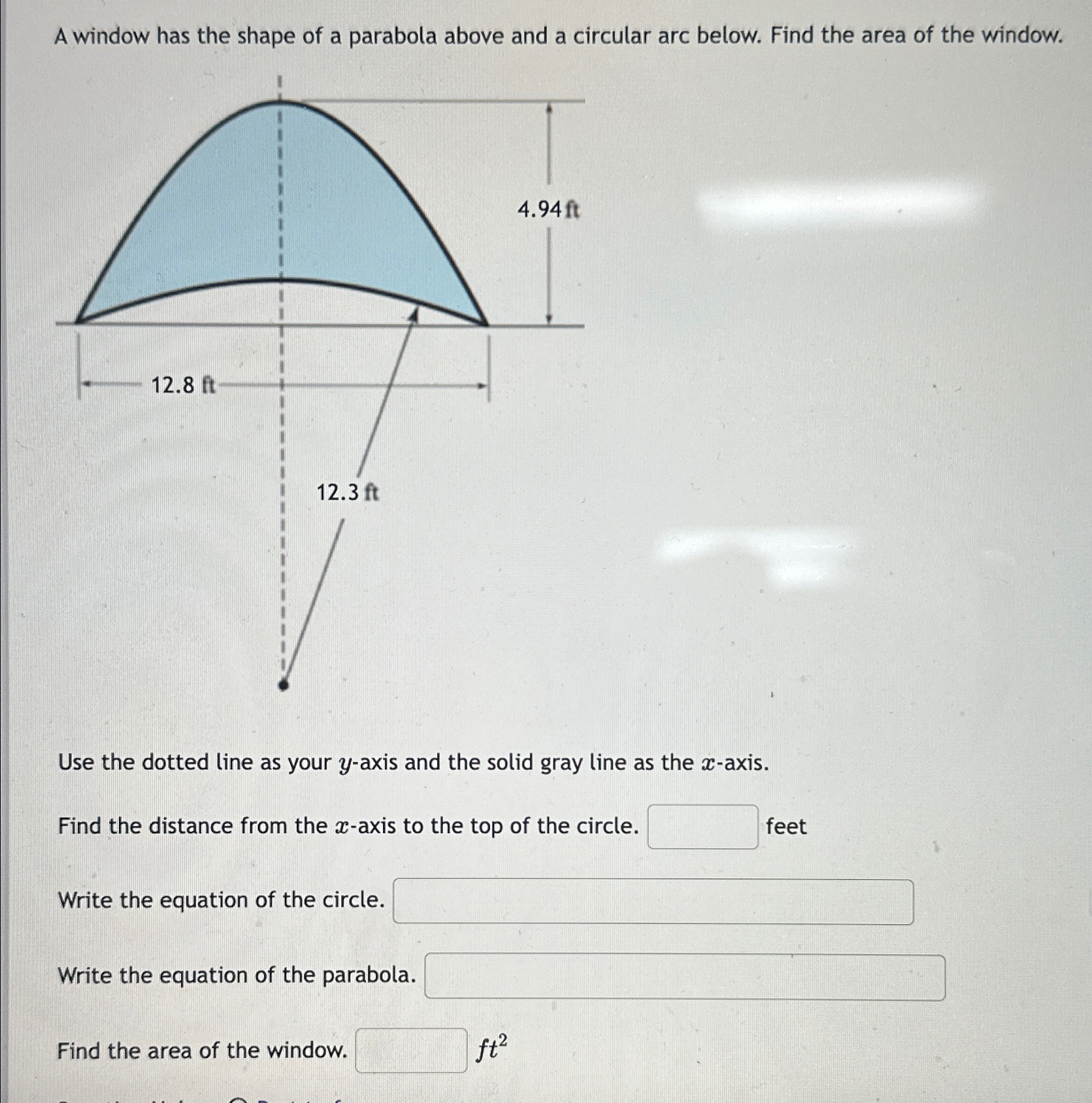 Solved A window has the shape of a parabola above and a | Chegg.com