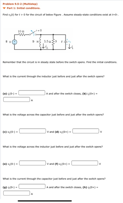 Solved Problem 9.5-2 (Multistep) Part 1: Initial conditions. | Chegg.com