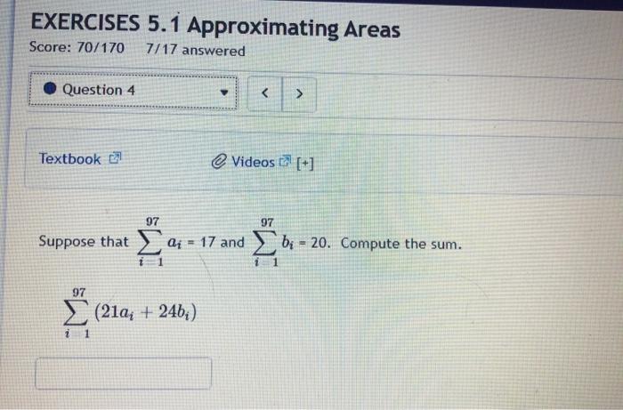 Solved EXERCISES 5.1 Approximating Areas Score: 70/170 7/17 | Chegg.com