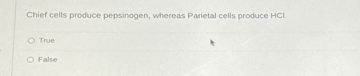 Solved Chief cells produce pepsinogen, whereas Parietal | Chegg.com