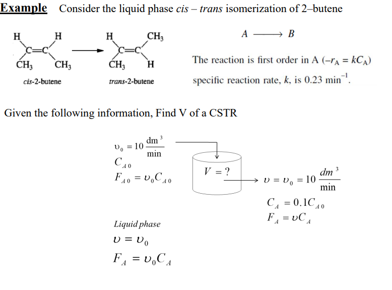 Example Consider The Liquid Phase Cis ﻿trans