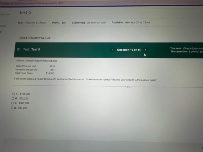 Solved ment Test 5 Due Friday by 11:59pm Submitting an | Chegg.com